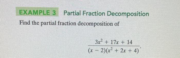 Solved Partial Fraction Decomposition Find the partial | Chegg.com