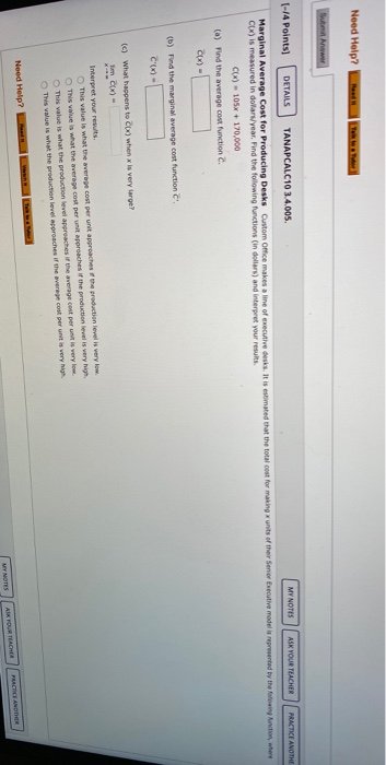 Solved Need Help? som (-14 Points) DETAILS TANAPCALC10 | Chegg.com Solved Need Help? som (-14 Points) DETAILS TANAPCALC10 | Chegg.com