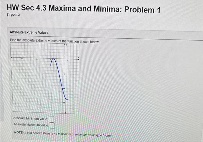Solved HW Sec 4.3 Maxima and Minima: Problem 1 (1 point) | Chegg.com