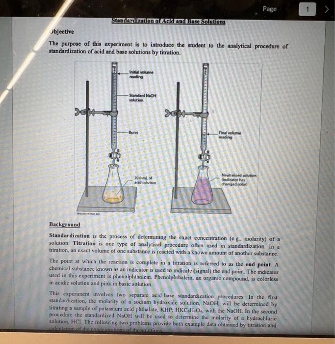Solved Part . Standardization of NaOH solution using KHP | Chegg.com