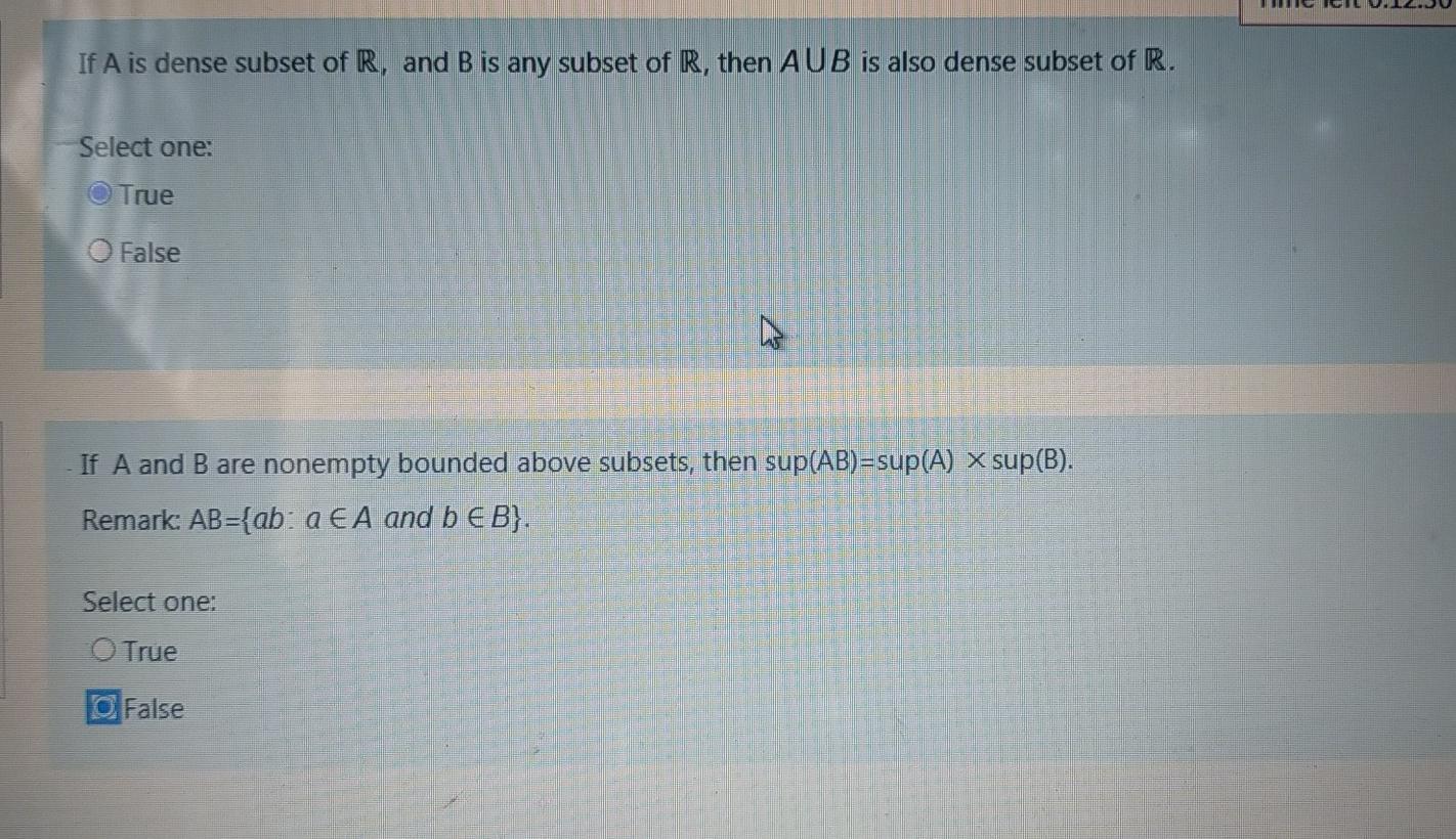 Solved If A is dense subset of R, and B is any subset of R, | Chegg.com
