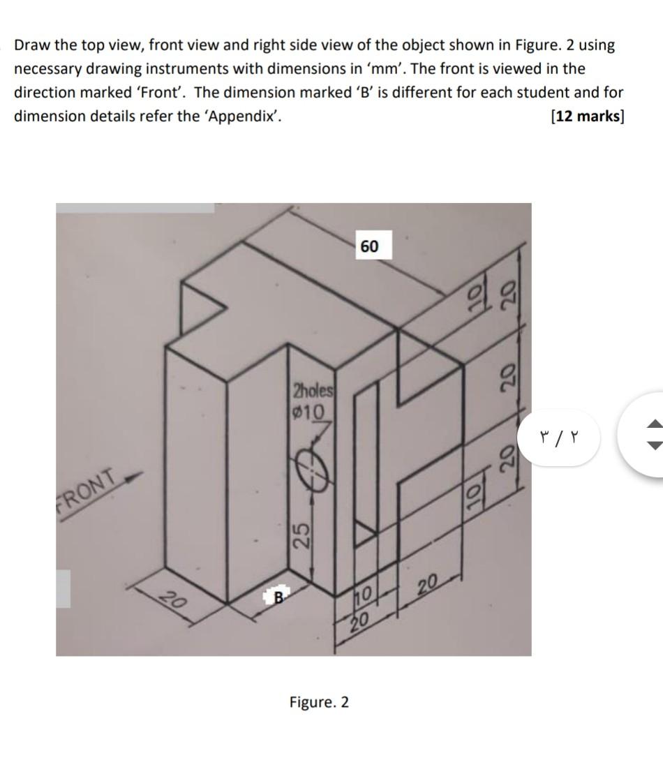Solved . Draw the top view, front view and right side view | Chegg.com