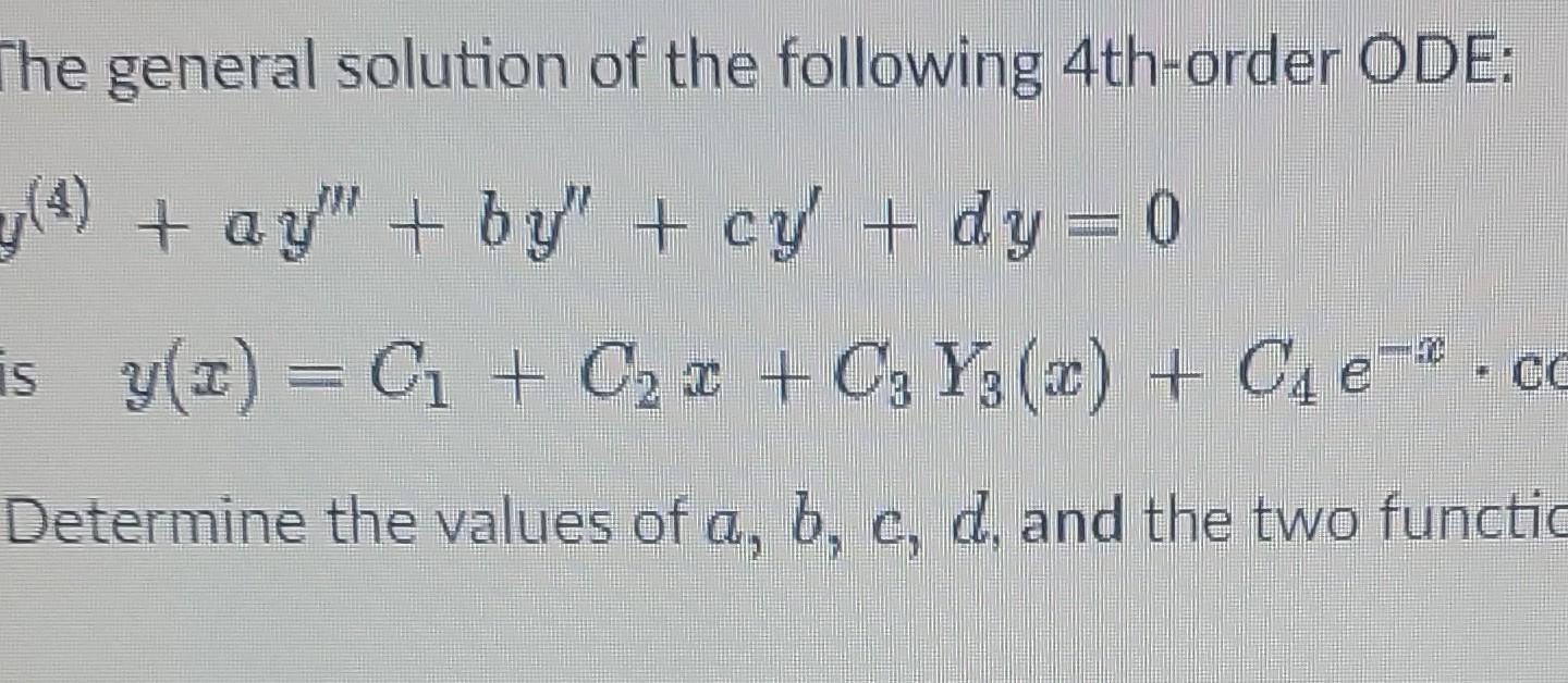 The general solution of the following 4th-order ODE: | Chegg.com