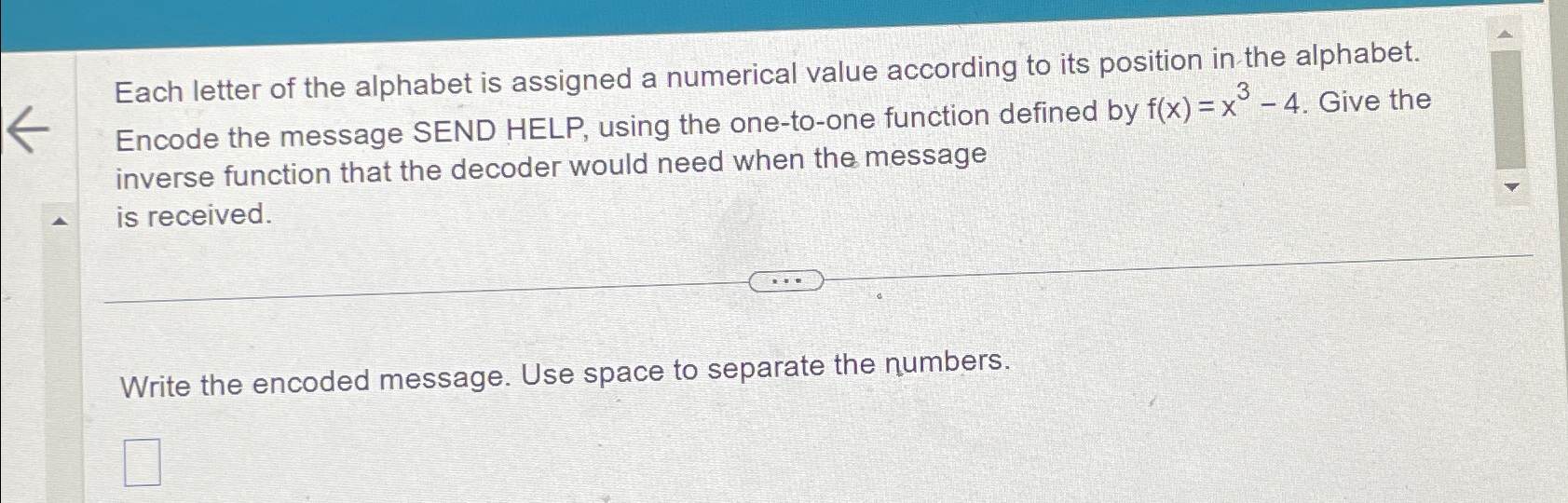 Solved Each letter of the alphabet is assigned a numerical | Chegg.com