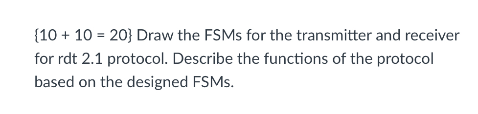 Solved {10+10=20} ﻿Draw the FSMs for the transmitter and | Chegg.com