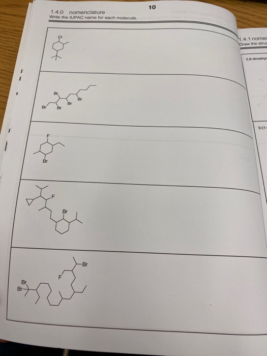 Solved 10 1.4.0 nomenclature Write the IUPAC name for onch | Chegg.com