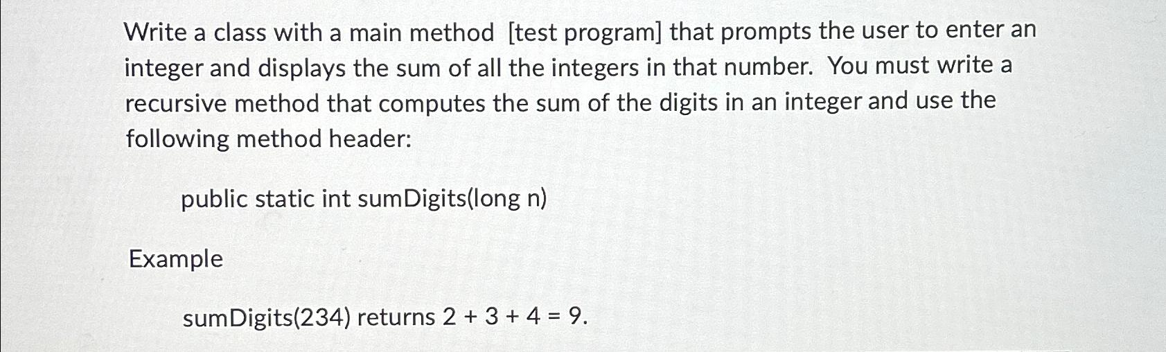 Solved Write A Class With A Main Method Test Program ﻿that 