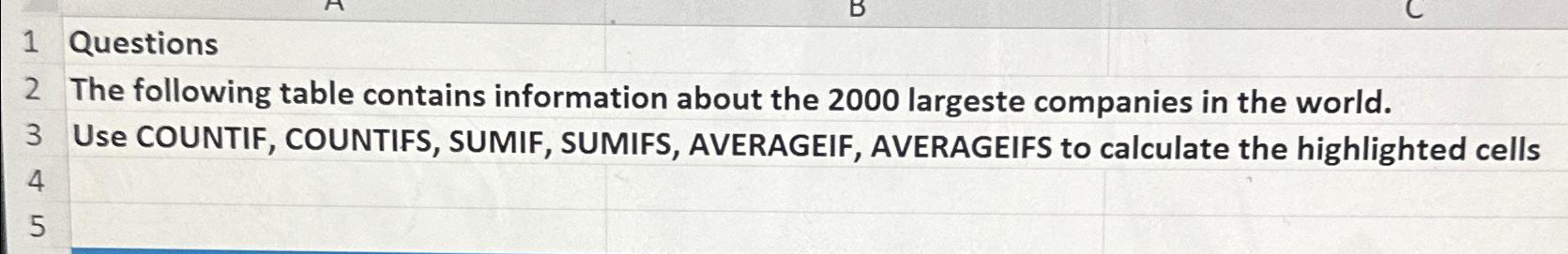 Solved 1 ﻿Questions2 ﻿The following table contains | Chegg.com