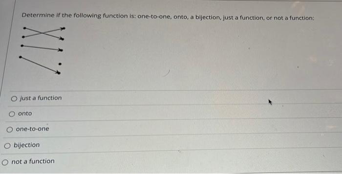 Solved Determine if the following function is: one-to-one, | Chegg.com