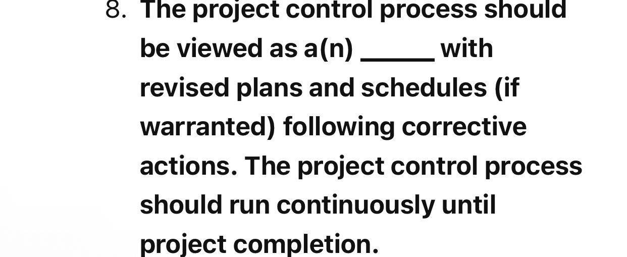 High Quality SOLUTION The project control process should be viewed as a(n) | Chegg.com