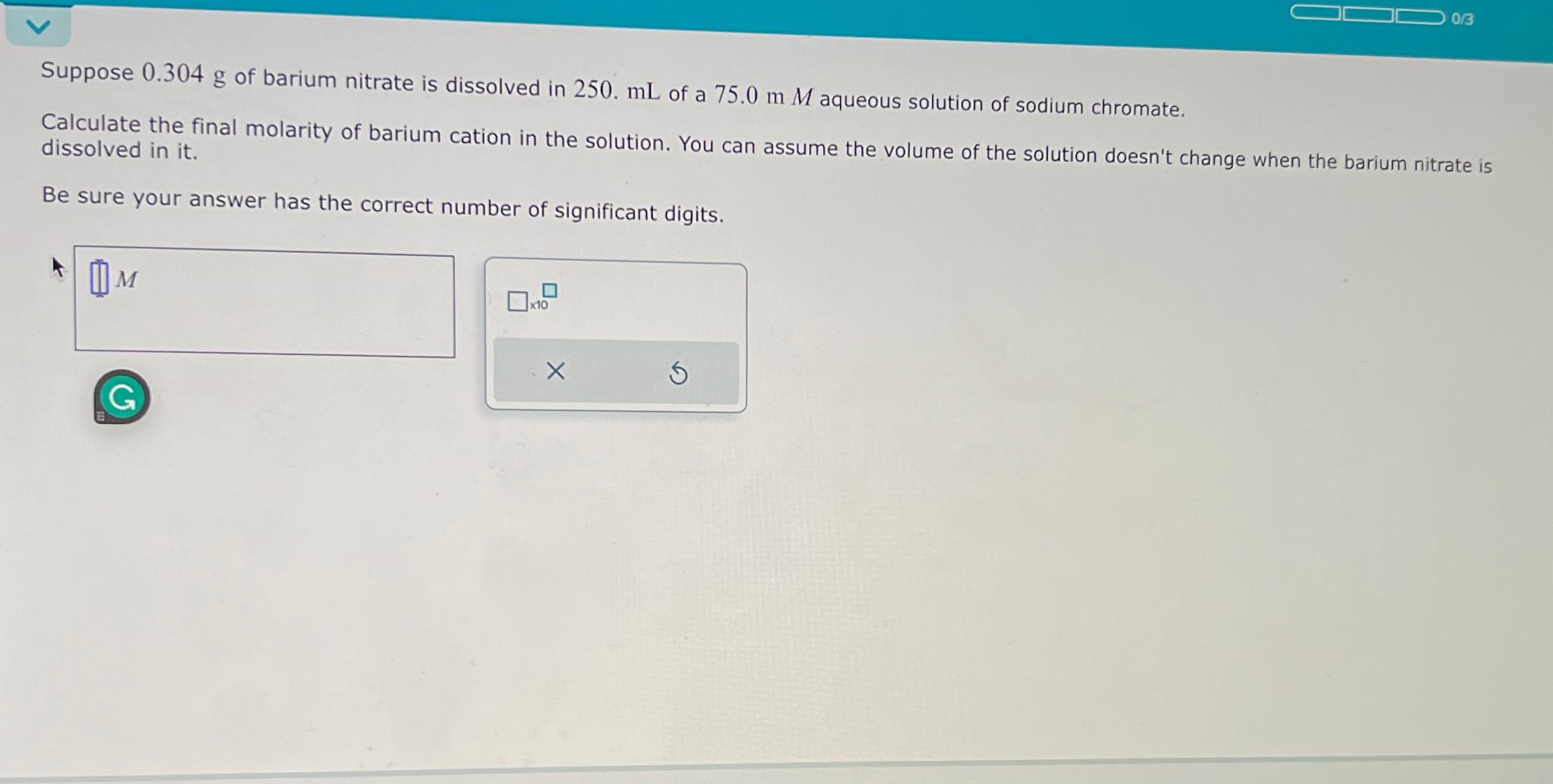 Solved Suppose 0.304g ﻿of barium nitrate is dissolved in | Chegg.com