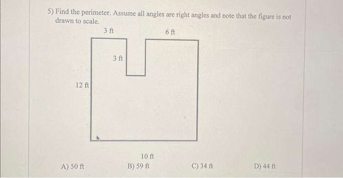 Solved 5) Find the perimeter. Assume all angles are right | Chegg.com