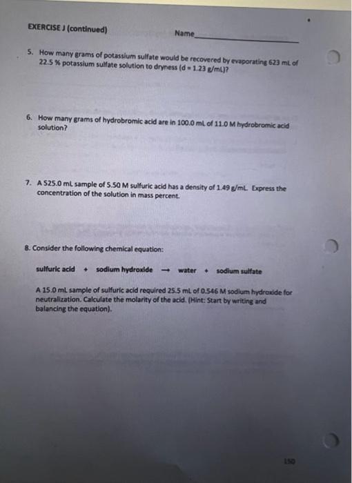 Solved Name Section Date Instructor Show all calculation | Chegg.com