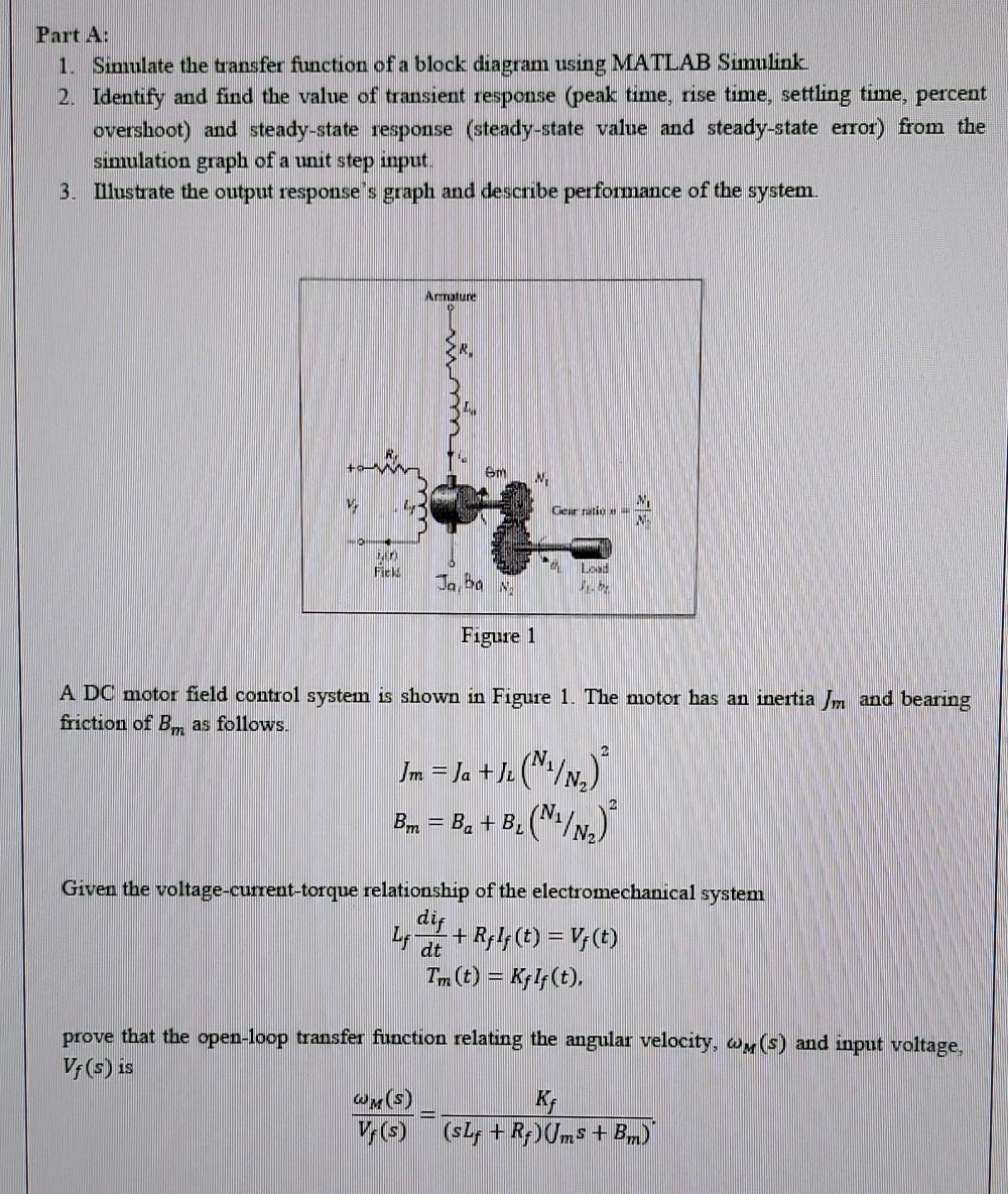 Part A: 1. Simulate the transfer function of a block | Chegg.com