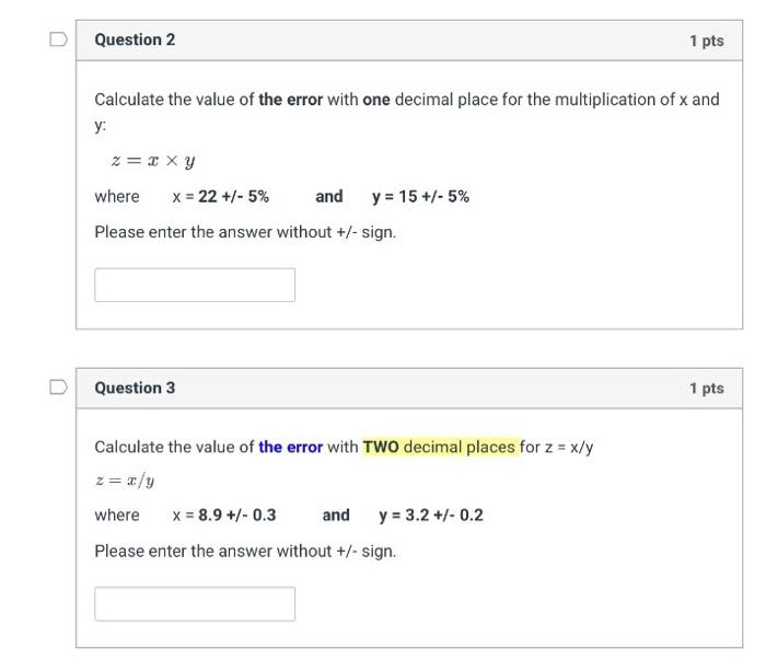 Solved Calculate the value of the error with one decimal | Chegg.com