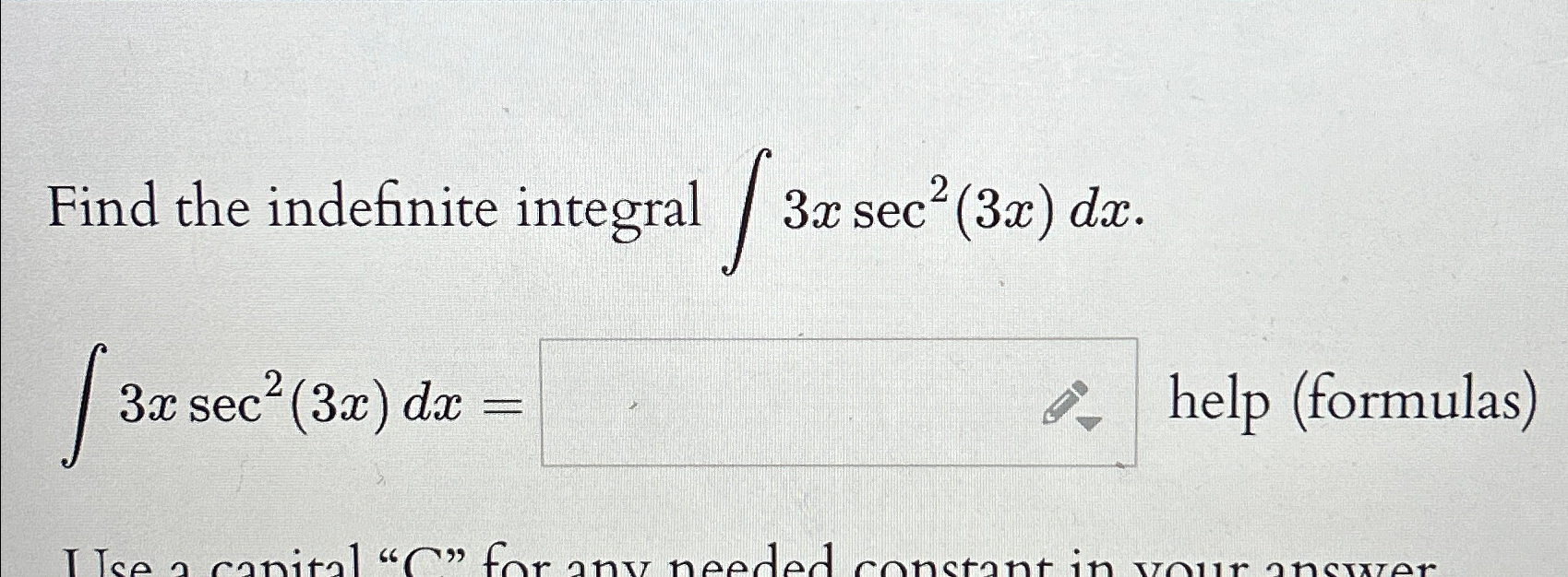 Solved Find the indefinite integral | Chegg.com
