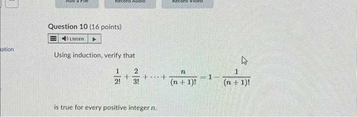 Solved Using induction, verify that | Chegg.com