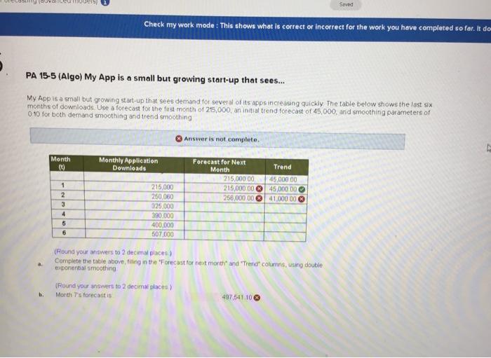 Solved Seved Check my work mode : This shows what is correct | Chegg.com Solved Seved Check my work mode : This shows what is correct | Chegg.com