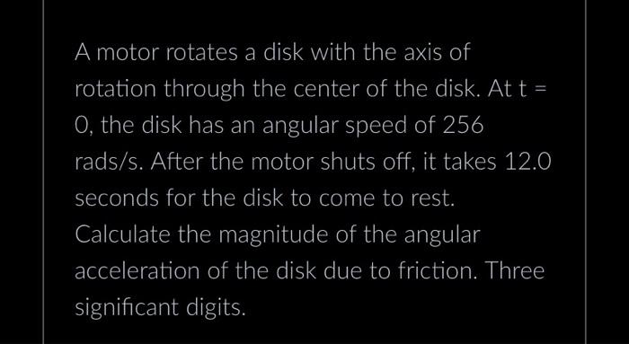 Solved A motor rotates a disk with the axis of rotation | Chegg.com