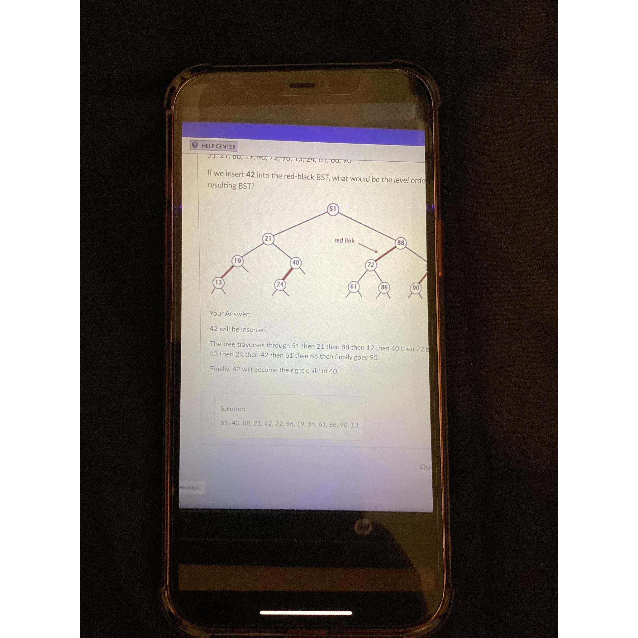 Solved HELP CENTERIf we insert 42 ﻿into the red-black BST, | Chegg.com