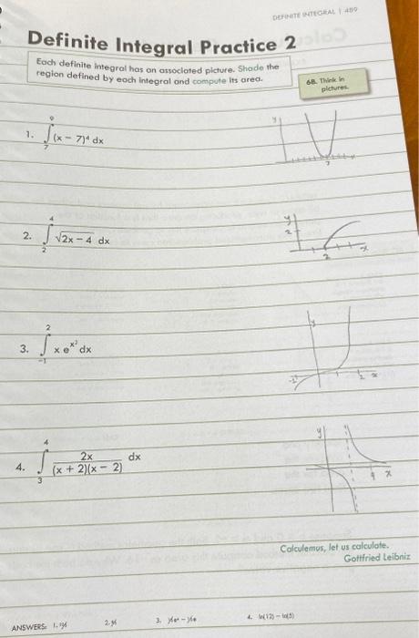 Solved Definite Integral Practice 2 Eoch definite integral | Chegg.com