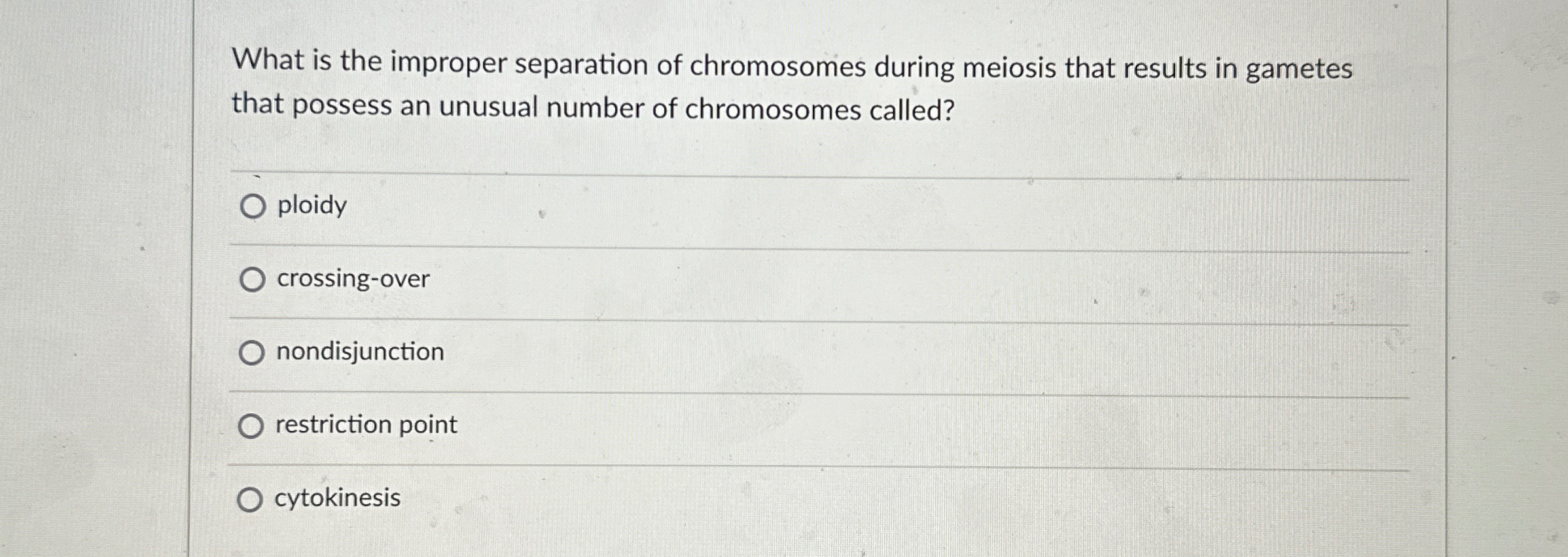 Solved What is the improper separation of chromosomes during | Chegg.com