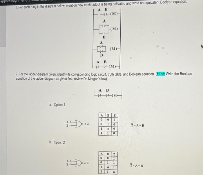 Solved apps/assi 1. For each rung in the diagram below, | Chegg.com