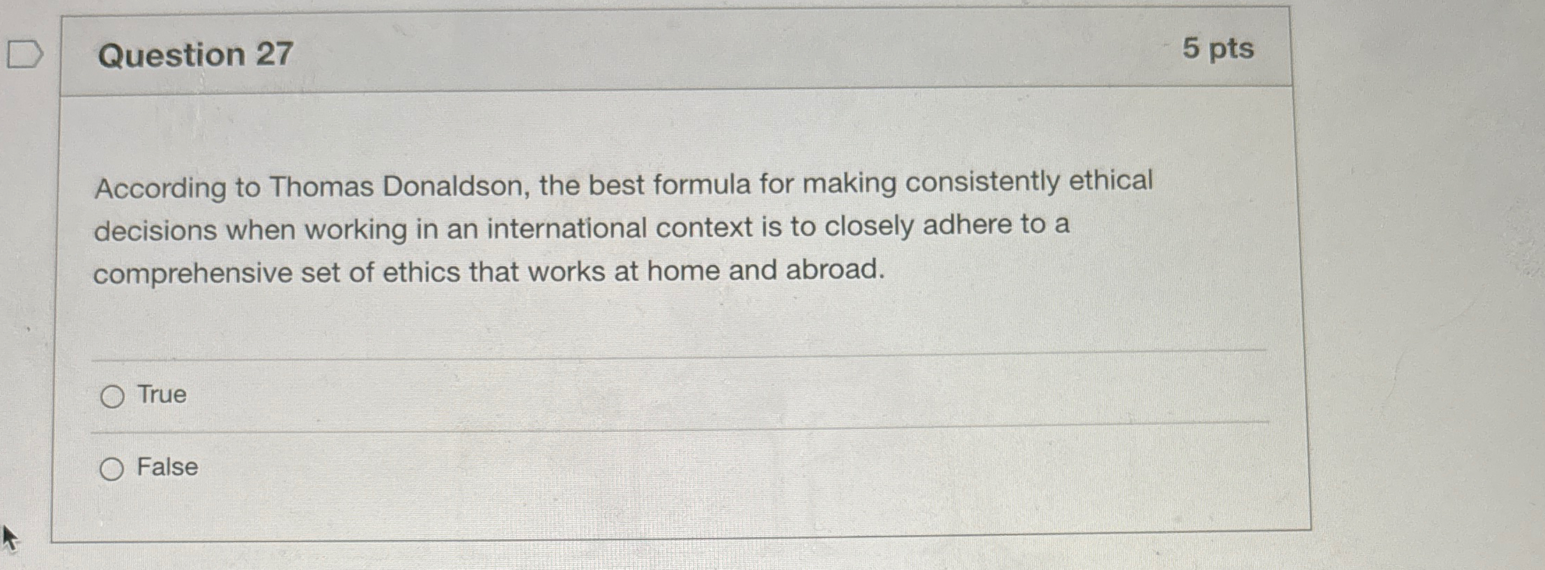 Solved Question 275 ﻿ptsAccording to Thomas Donaldson, the | Chegg.com