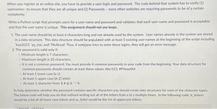 Solved To help determine whether the password contains | Chegg.com