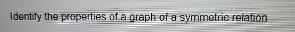 Solved Identify The Properties Of A Graph Of A Symmetric