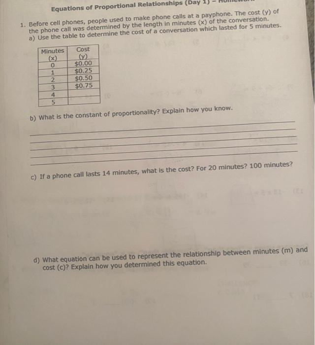 Solved Equations of Proportional Relationships (Day 1. | Chegg.com