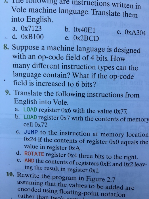 ). Te TUMUWIng are instructions written in Vole | Chegg.com