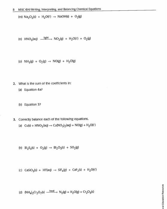 Mastering Chemical Reactions: Interpreting Chemical Equations Worksheet Mastering Chemical Reactions: Interpreting Chemical Equations Worksheet