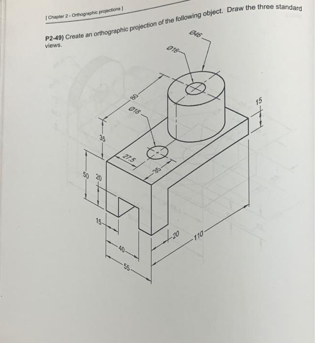 Solved (Chapter 2 - Orthographic projections] 246 P2-49) | Chegg.com