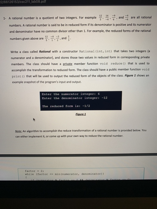 Solved 2/66126153/csc211_lab08.pdf A rational number is a | Chegg.com