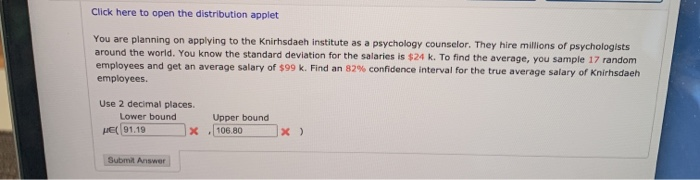 Solved Click here to open the distribution applet You are | Chegg.com