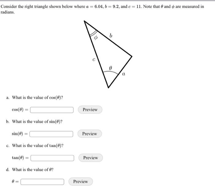 Solved Consider the right triangle shown below where | Chegg.com