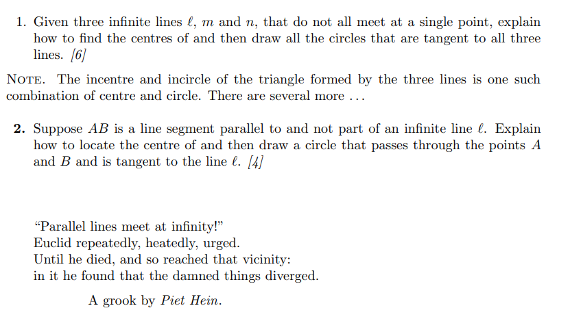 Given three infinite lines l,m ﻿and n, ﻿that do not | Chegg.com