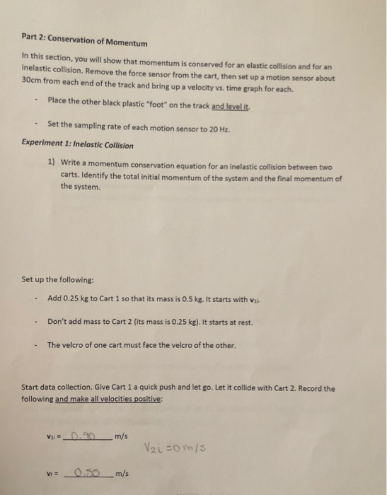Solved Part 2: Conservation of Momentum In this section, you | Chegg.com