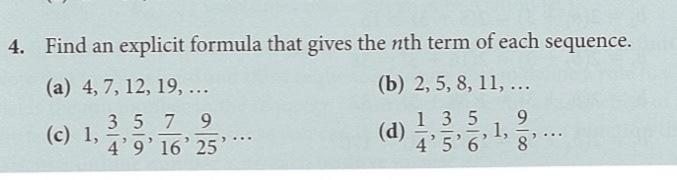 Solved 4. Find an explicit formula that gives the nth term | Chegg.com