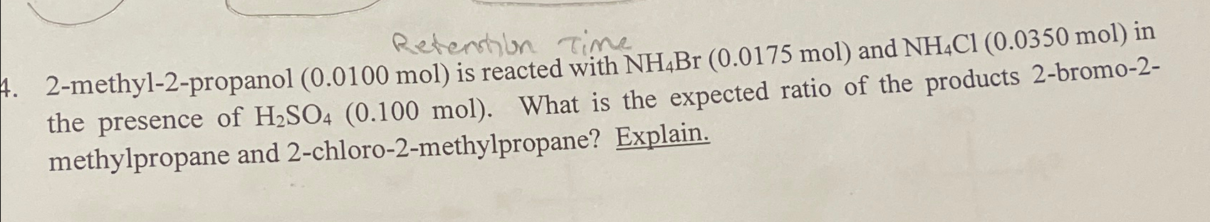 Solved Retensition Time NH4Br(0.0175mol) ﻿and | Chegg.com