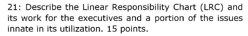 Solved 21: Describe the Linear Responsibility Chart (LRC) | Chegg.com