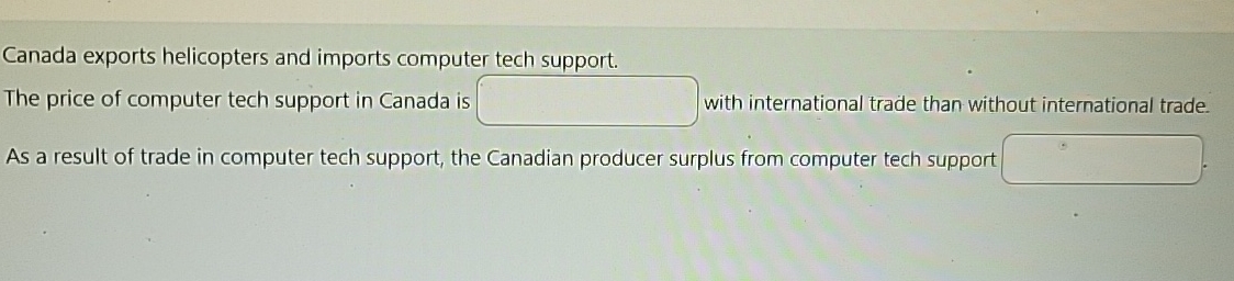 Solved Canada exports helicopters and imports computer tech | Chegg.com