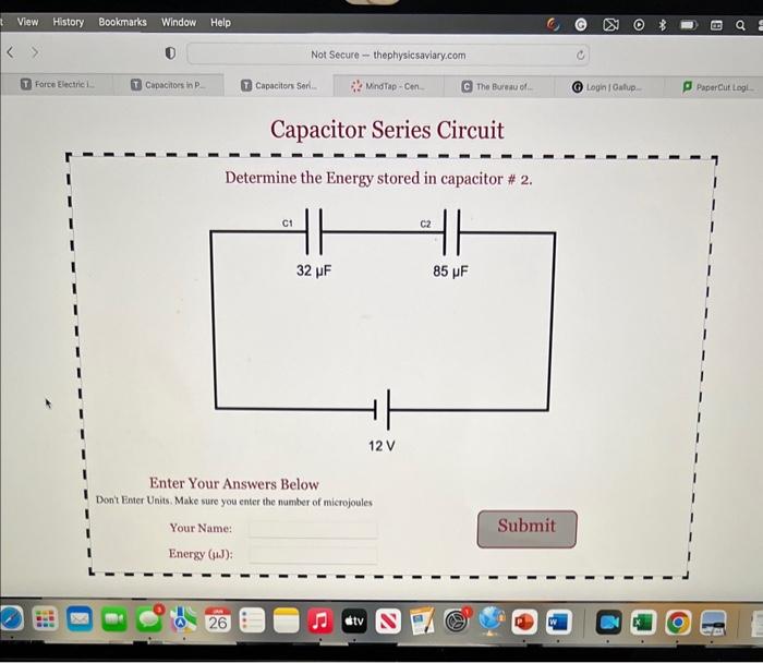 Solved Capacitor Series Circuit Determine the Energy stored | Chegg.com