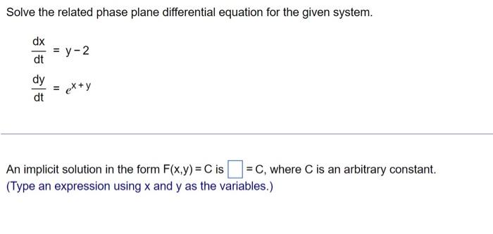 Solved Solve the related phase plane differential equation | Chegg.com