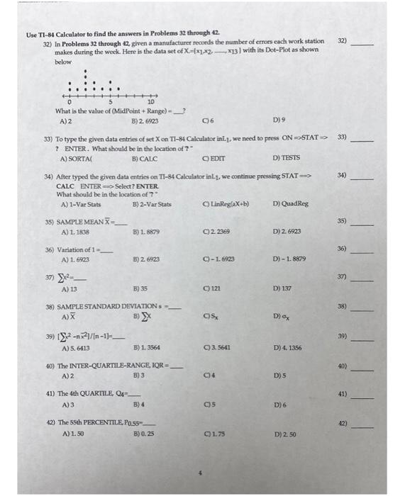 Use Ti 84 Calculator To Find The Answers In Problems