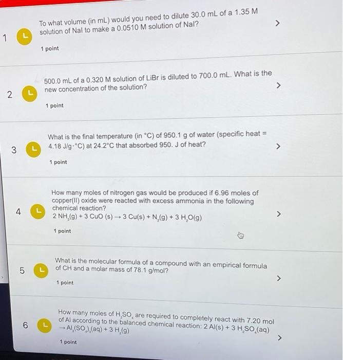 Solved To what volume (in mL) would you need to dilute 30.0 | Chegg.com