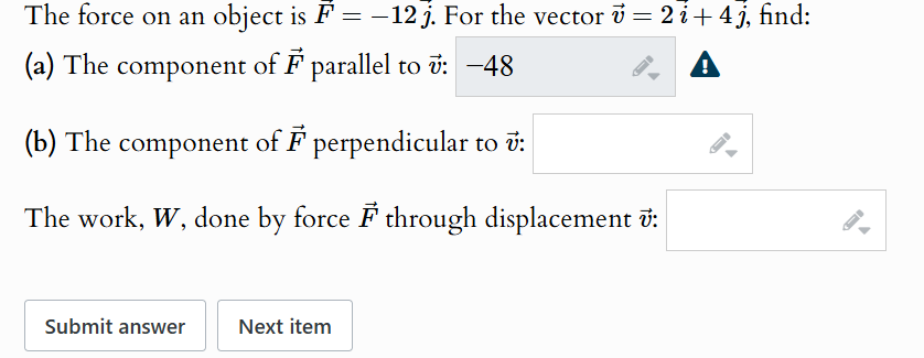 Solved The force on an object is vec(F)=-12. ﻿For the vector | Chegg.com