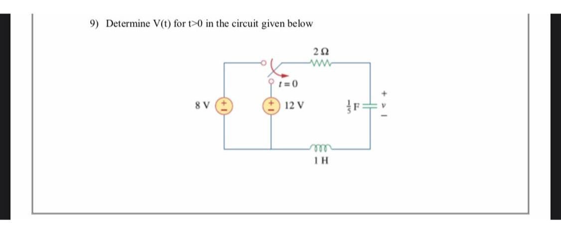 Solved Determine V(t) ﻿for t>0 ﻿in the circuit given below | Chegg.com