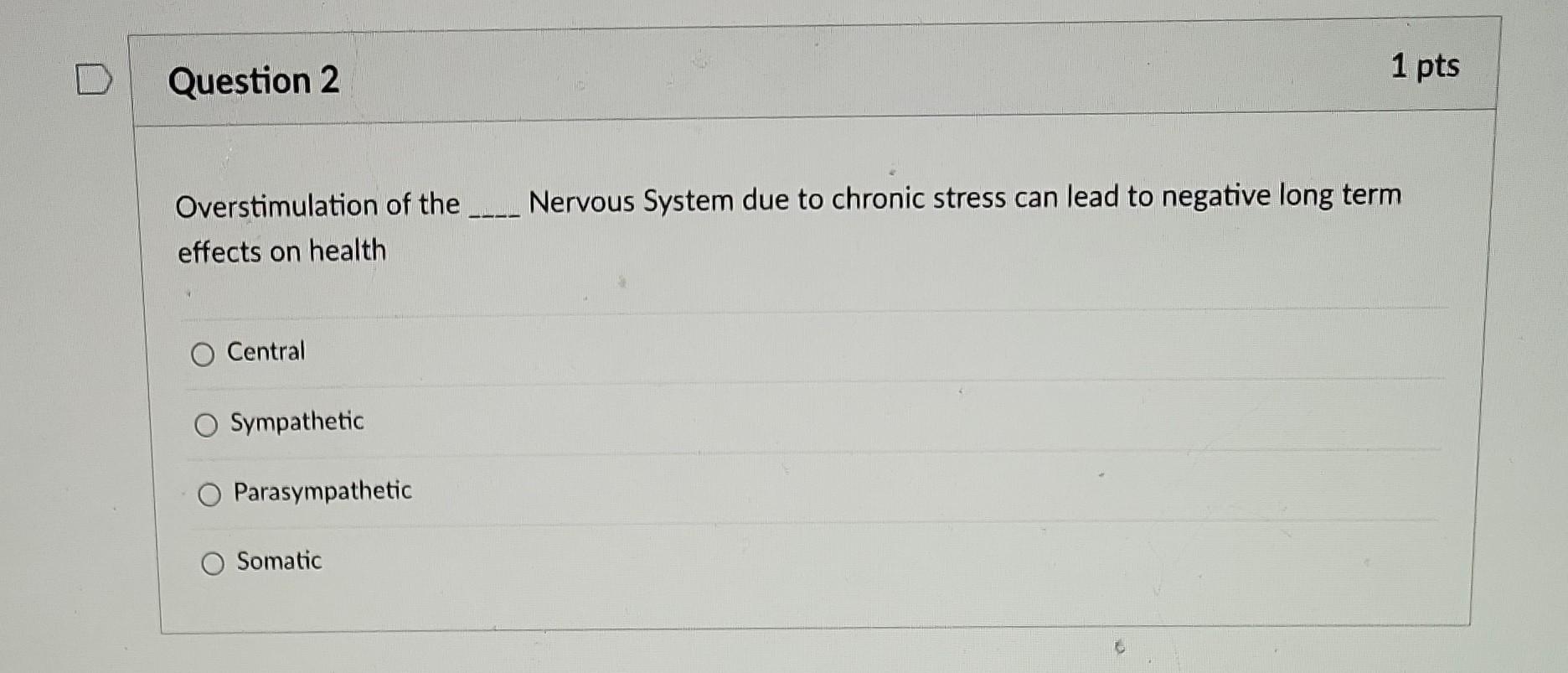Solved Overstimulation of the Nervous System due to chronic | Chegg.com